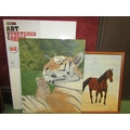 Two oil on board paintings, horse and tigers, signed J. Belding ...
