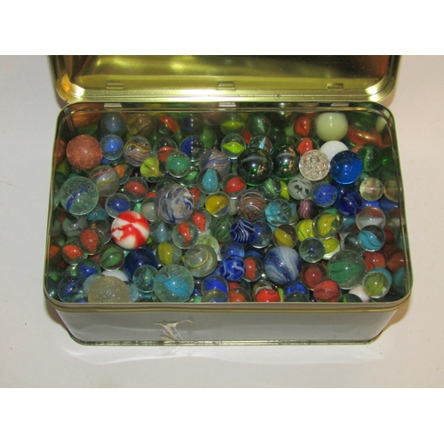 A box of marbles to include 19th Century examples and a 32 sided dice ...