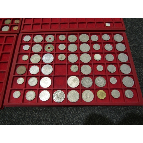 A coin collectors case containing five part filled trays of mainly 20th ...