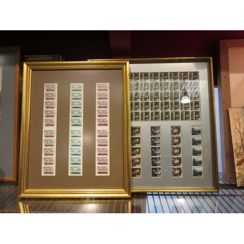 Three framed displays of Royal Mail stamps, and further first day covers