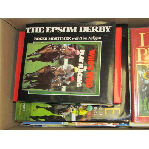A box of horse racing books and ephemera including Lester Piggott ...