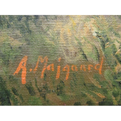 A MAJGAARD: Oil on canvas of a countryside river scene. Signed lower ...