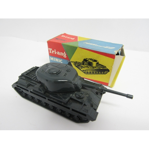 A boxed Triang Minic Push And Go plastic friction drive Conqueror Tank