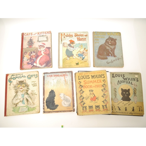 Seven Louis Wain annuals and illustrated titles, including 'Louis Wain ...