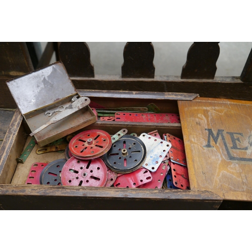 A box of retro Meccano with original screwdriver and spanner