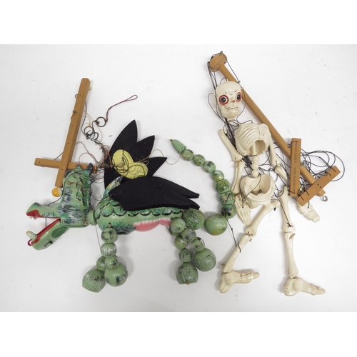 Two Pelham Puppets marionettes to include Mother Dragon and Skeleton (2)