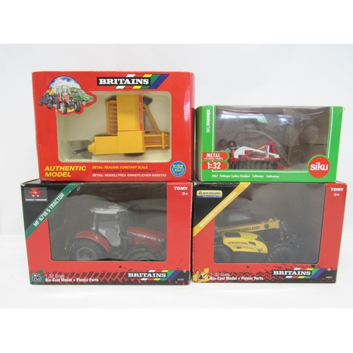 Three boxed Britains 1:32 scale diecast/plastic model farm vehicles and ...