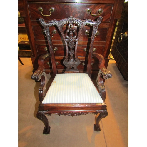 A mahogany Chippendale style dolls' open armchair, 51cm tall