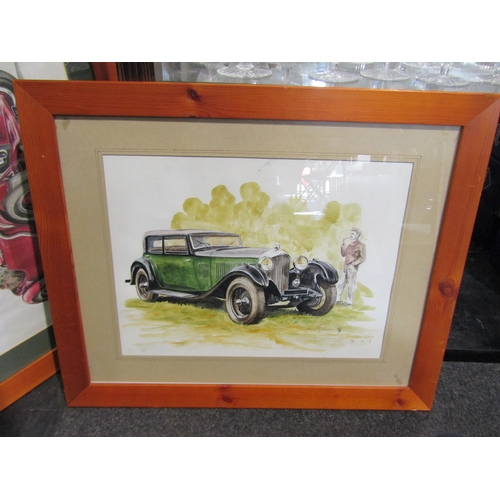IAN FINLAYSON- Five original works of art depicting vintage cars, all ...