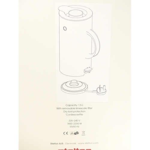 A black Danish Stelton designer kettle, unused and in original box ...