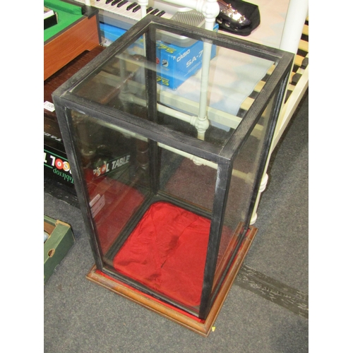 A glazed and wooden framed display case. 60cm x 34cm x 34cm. (Base 38 x ...