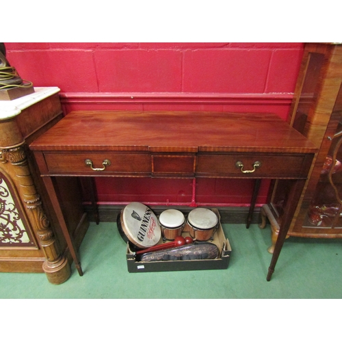 A 19th Century flame mahogany breakfront side table with inlaid ...