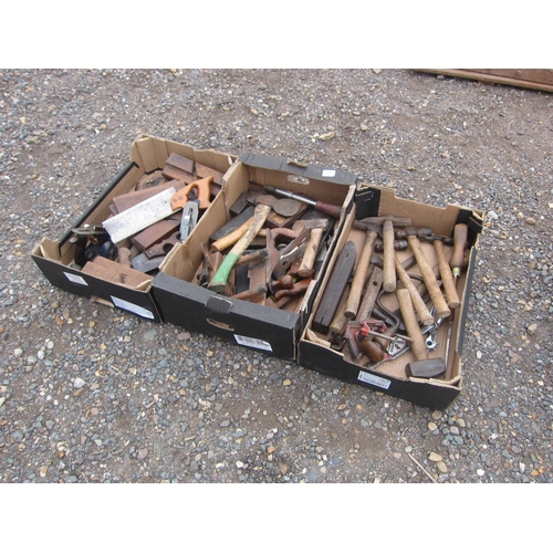Three boxes of mixed tools