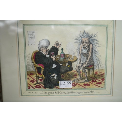 A hand coloured print Jay H Humphrey "Be gone dull care I prithee ...