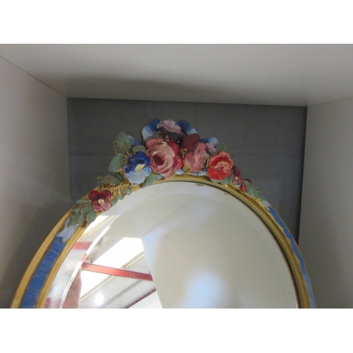 A "Barbola" easel back mirror bevel mirror of circular form, 28cm ...