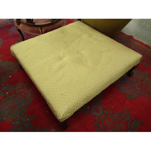 A large square stool on ball and claw feet 98 x 98cm