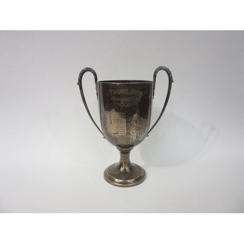 A silver trophy cup, Thurlow's Challenge Cup 1912-24, 22cm tall ...