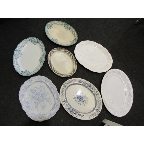Seven assorted meat plates including Turkey design, blue and white ...