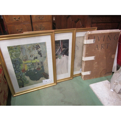 A folder entitled "Living Art" containing prints of paintings ...