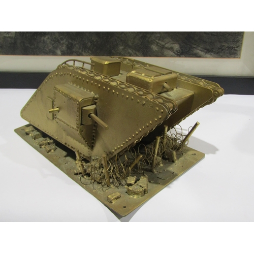 A group of British WWI tank related items including a print after ...