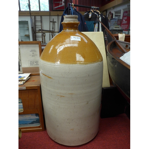 A large Victorian glazed flagon with stopper, 56cm tall