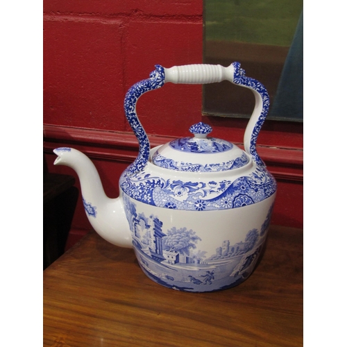 A Spode Blue "Italian" oversized kettle, small chip to lid, and an ...