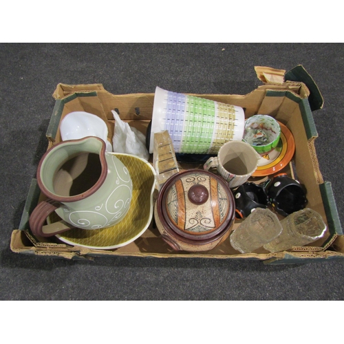A box of mid-century ceramics and glass, Guernsey pottery dish, Past ...