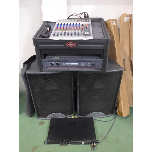 A P.A. system comprising of Martin Audio Blackline F12 speakers, Peavey ...