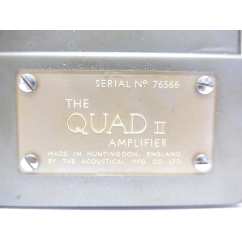 Hi-fi - Three boxed Quad hi-fi separates, comprising pair of Quad II ...