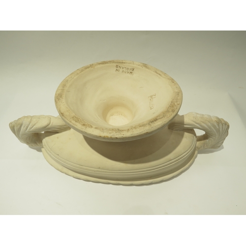 CONSTANCE SPRY (1886-1960) a twin fern handled pedestal vase, unglazed ...