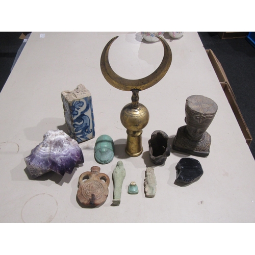 A small collection of items to include brass Alem, a large piece of ...