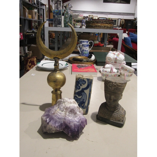 A small collection of items to include brass Alem, a large piece of ...