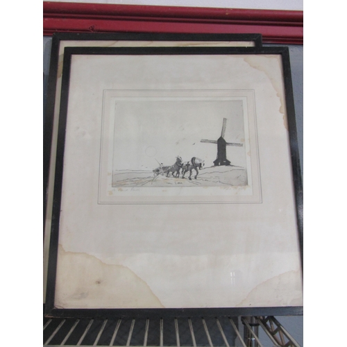 REX SCOTT (XX) Three framed and glazed etchings, two of rural farm ...