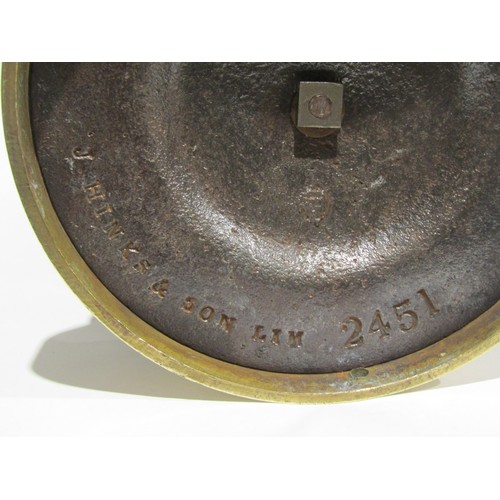 A J Hinks & Son oil lamp, Doulton glazed body on brass stepped base ...