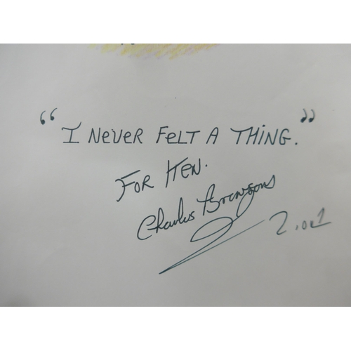 Charles Bronson autographed artwork - a mixed media self portrait ...