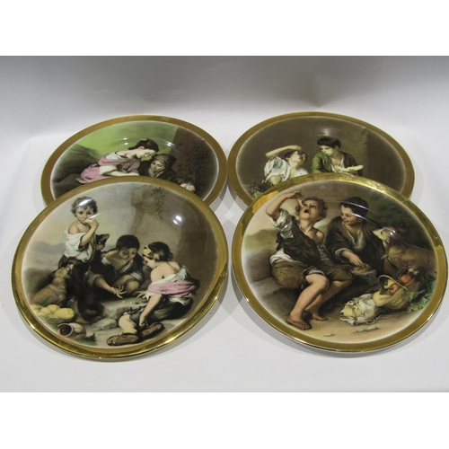 A set of four Sandringham Fine English China plates depicting young ...