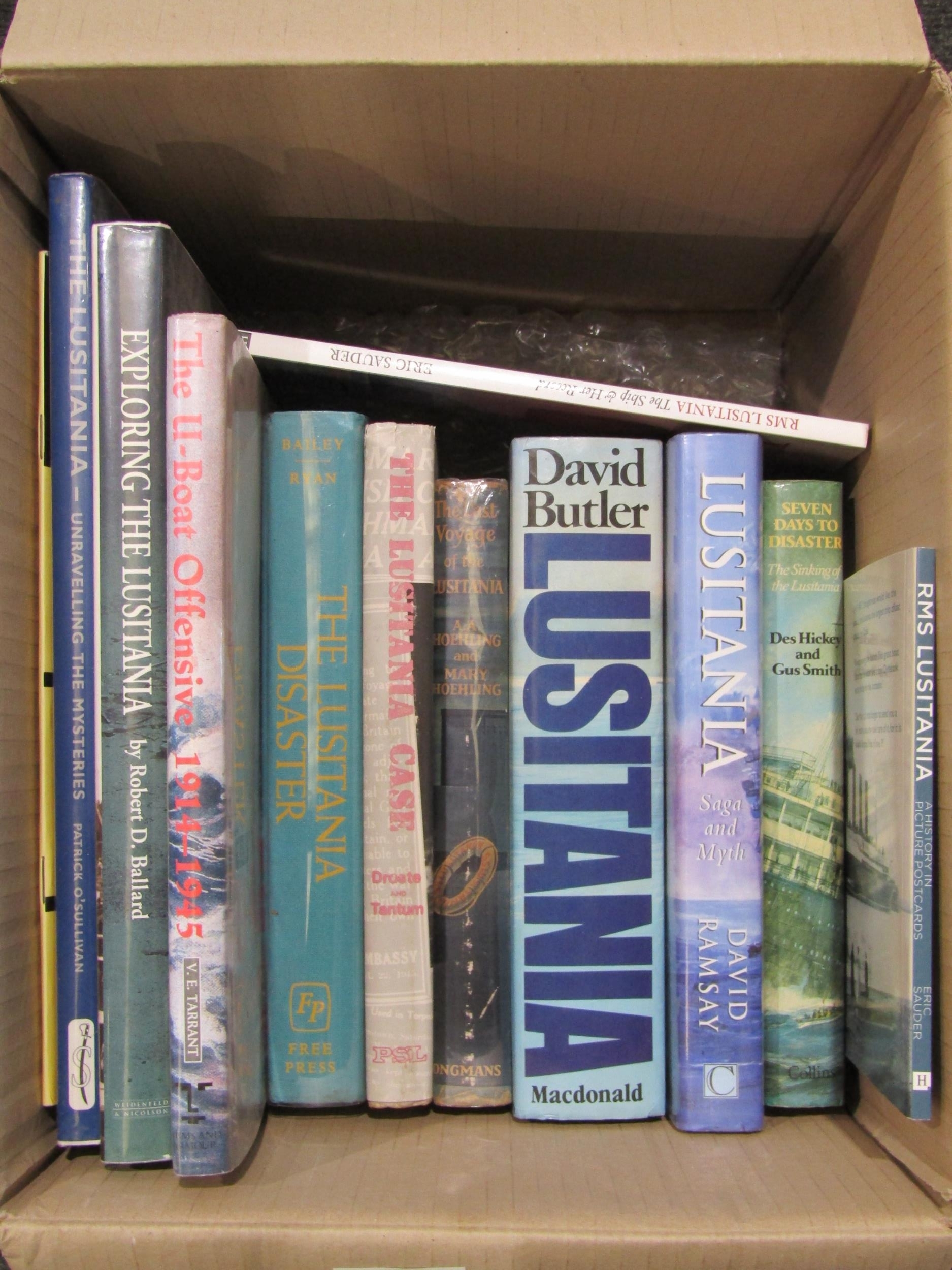 R.M.S Lusitania, a collection of Twelve books including Bailey and Ryan ...