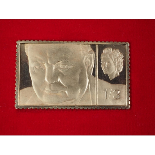 Sir Winston Churchill Stamp Replicas, two 18ct gold stamps, numbered ...