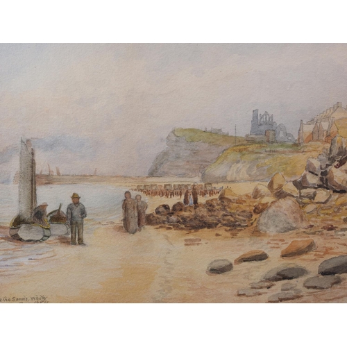 J A Stephenson: watercolours and pencil, "On the Sands Whitby August ...
