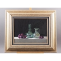 Roy Barley, '04: oil on board, still life of grapes and glass vases, 11 ...
