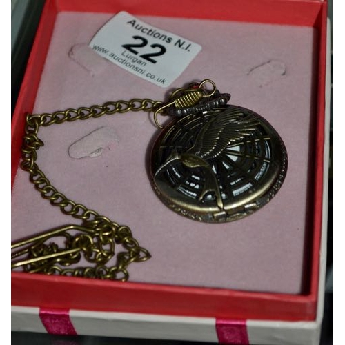 Hummingbird Detail Pocket Watch on Chain