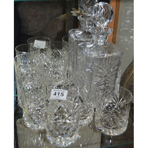 Heavy Crystal Decanter + 6 x Cavan Crystal Whiskey Glasses