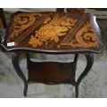 Vintage Inlaid Pokerwork Table