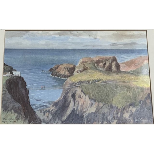 Framed Print, Carrick-A-Rede Rope bridge By N. Wilson, 17"x14"