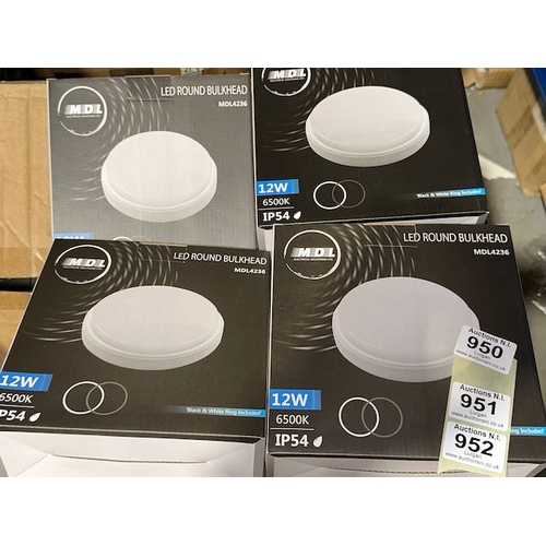 12W LED Round Bulkhead Light With Black & White Trim Included x 4 - VAT ...
