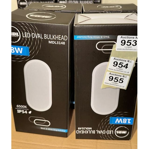 18W LED Oval Bulkhead Light With Black & White Trim Ring Included x 4 ...