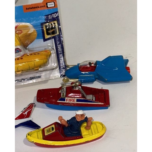 Boxed Hot Wheels Beatles Yellow Submarine + Corgi Popeye Boat + Corgi ...