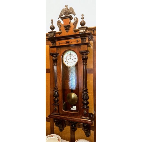 Highly Ornate Antique Eagle Topped Long Case Twin Weight Vienna Wall ...