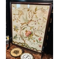 Large Victorian Embroidered Fire Screen