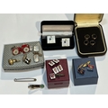 Collection Of Cufflinks Incl Football Teams + Tie Clip